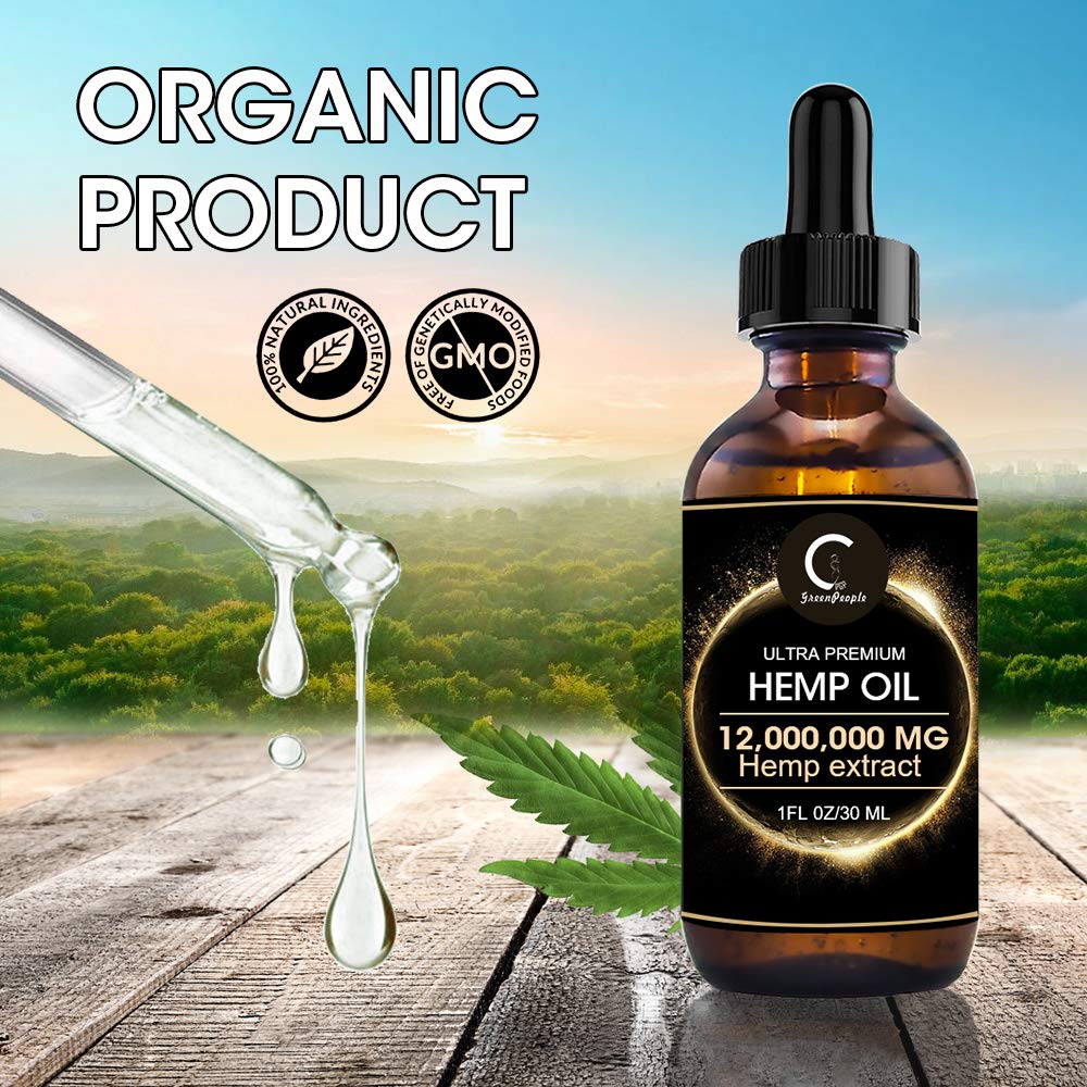 GPGP GreenPeople (2Pack) Natural Hemp Oil Extract 12,000,000MG, Immune System Support, Focus Calm, Stress, Mood, Pure Extract, Rich in Omega 3&6&9 Fatty Acids, 2 fl.oz.