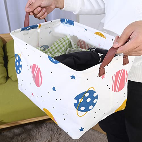 Rectangle Storage Baskets Canvas Fabric Organizer Bin for Kids Toys, Books, Clothes, Pets & Gifts - Perfect for Home/ Office / Nursery/ Shelves(Leaf)