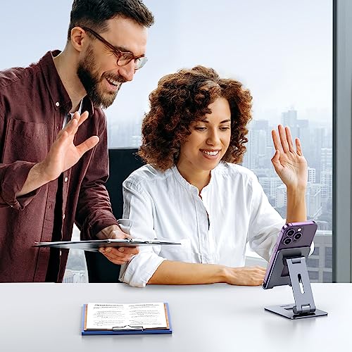 UGREEN Cell Phone Stand Desk Phone Holder Compatible with iPhone 15 14 13 12 Pro Max 11 XS Max XR X 8 Plus, Fully Adjustable Foldable Desktop Aluminum Smartphone Stand