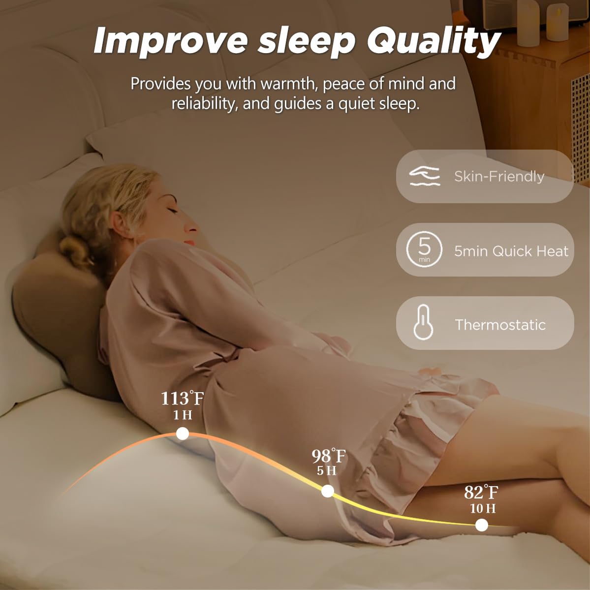 Templewet Heated Mattress Pad Twin XL Size - Single Control Electric Mattress with 4 Heat Settings & 10 Hour Auto Off,Bed Warmer Mattress Cover 15" Deep