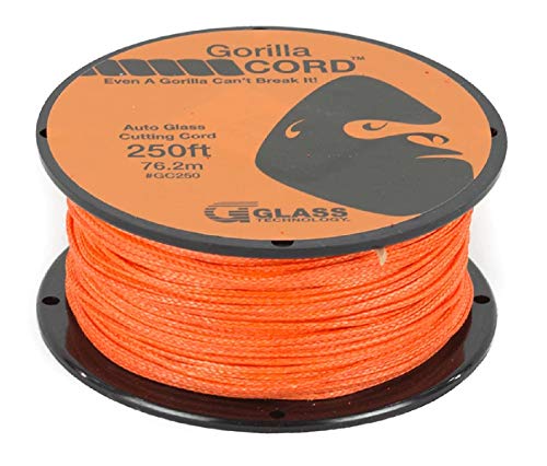 GT Tools Glass Technology - Gorilla Cord Auto Glass Cutting Line - 250 ft | Premium Quality Cutting Line for Precision Windshield Removal | Strong and Reliable Tool for Professionals
