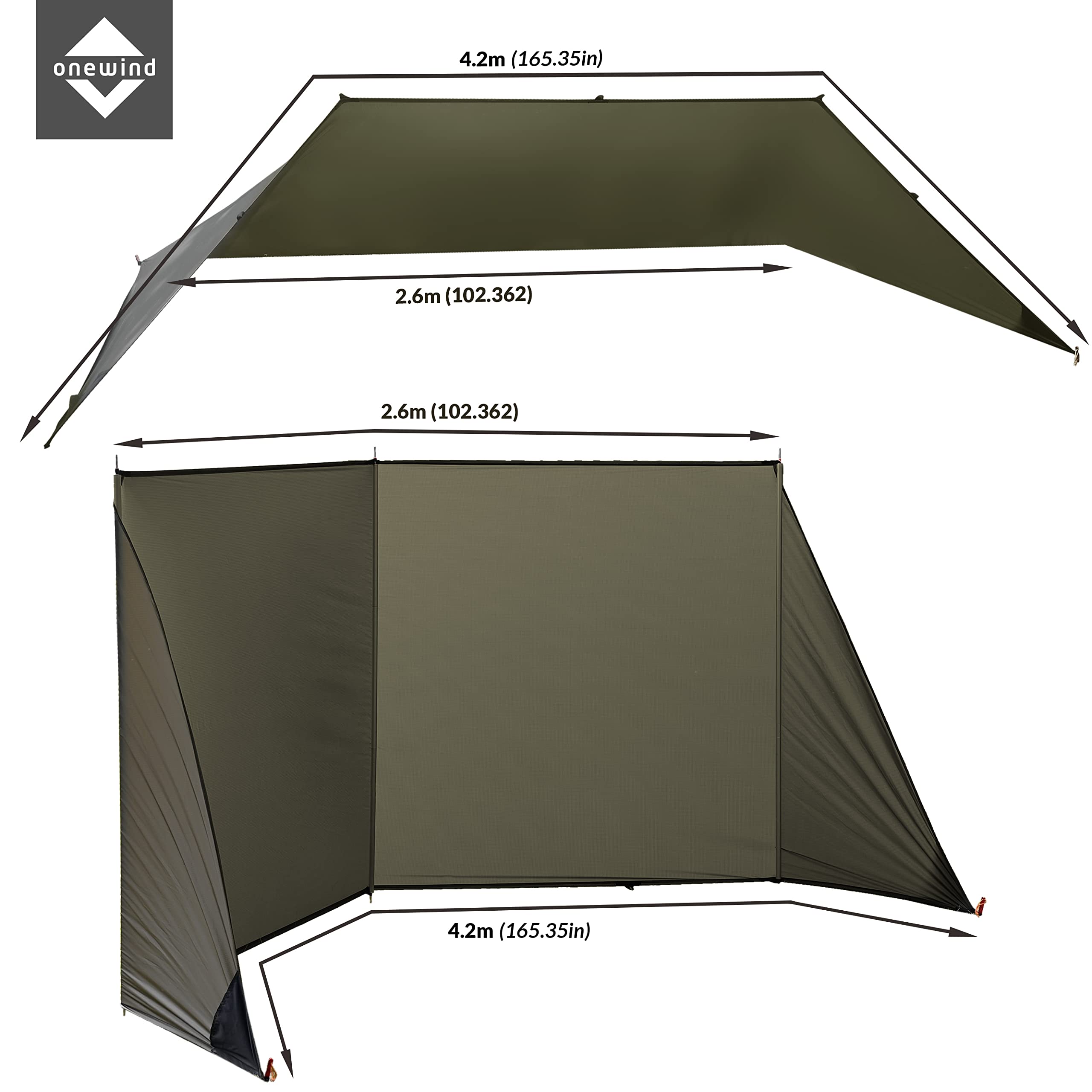 Onewind Emergency Shelter, Survival Shelter Tent, Lightweight Reusable Rainproof Windproof Shelter for Camping, Hiking, Backpacking and Camping Cot, OD Green