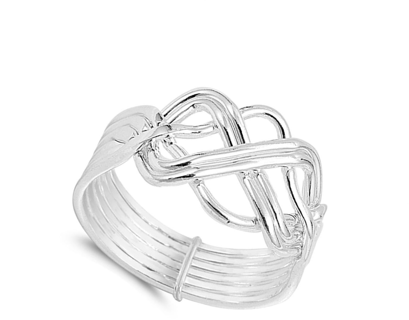 High Polish Bar Knot Puzzle Ring New .925 Sterling Silver Band Size 11