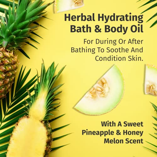 Hempz Hydrating Bath and Body Oil, Off Yellow, Sweet Pineapple/Honey Melon, 6.76 Fluid Ounce
