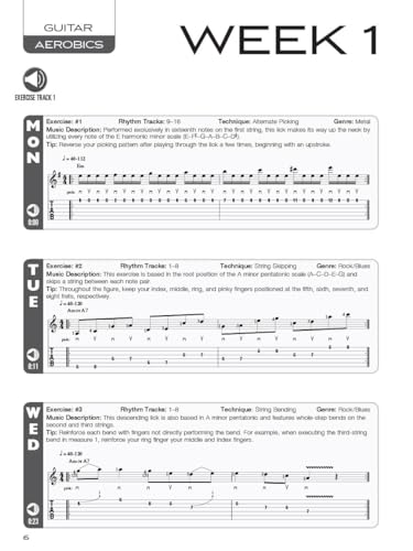 Guitar Aerobics: A 52-Week, One-lick-per-day Workout Program for Developing, Improving and Maintaining Guitar Technique Bk/online audio