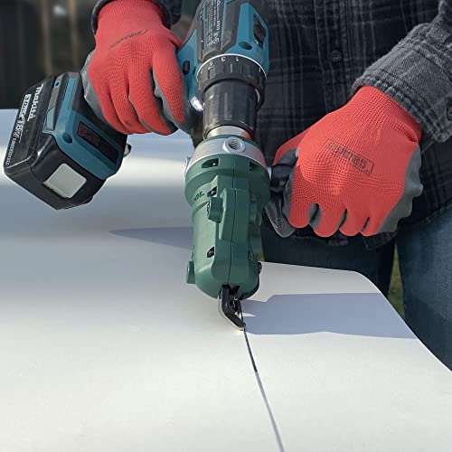 PacTool SS701 Snapper Shear - Sheet Metal Shears - Sheet Metal Cutter Drill Attachment - Cut Up to 18-Gauge Galvanized Steel, Aluminum, and Copper - Sheet Metal Tools - Carpenter Tools and Accessories