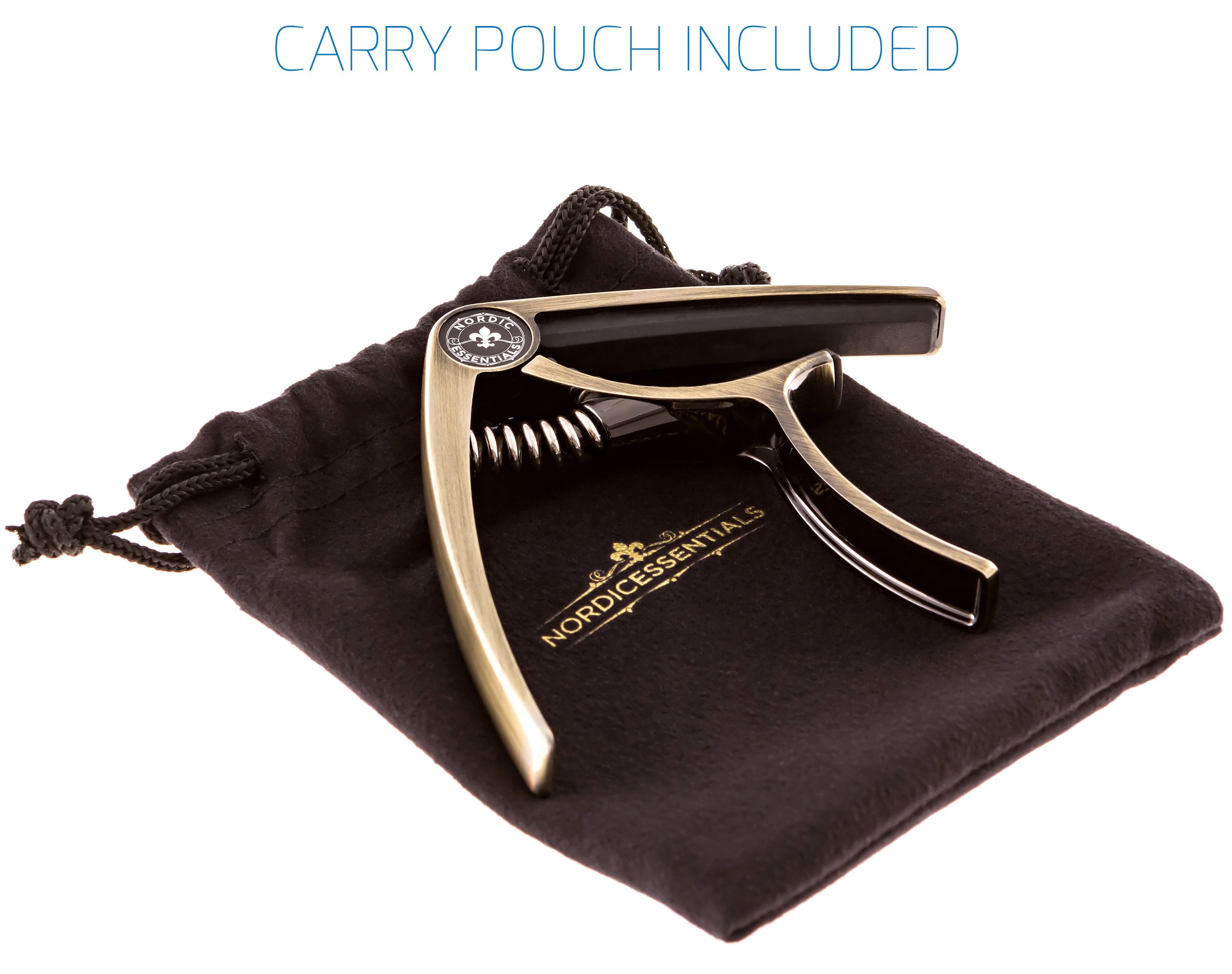 Guitar Capo Deluxe for Guitars, Ukulele, Banjo, Mandolin, Bass -Made of Premium Quality Zinc Alloy for 6 & 12 String Instruments- Luxury Accessories Nordic Essentials&trade (Bronze)