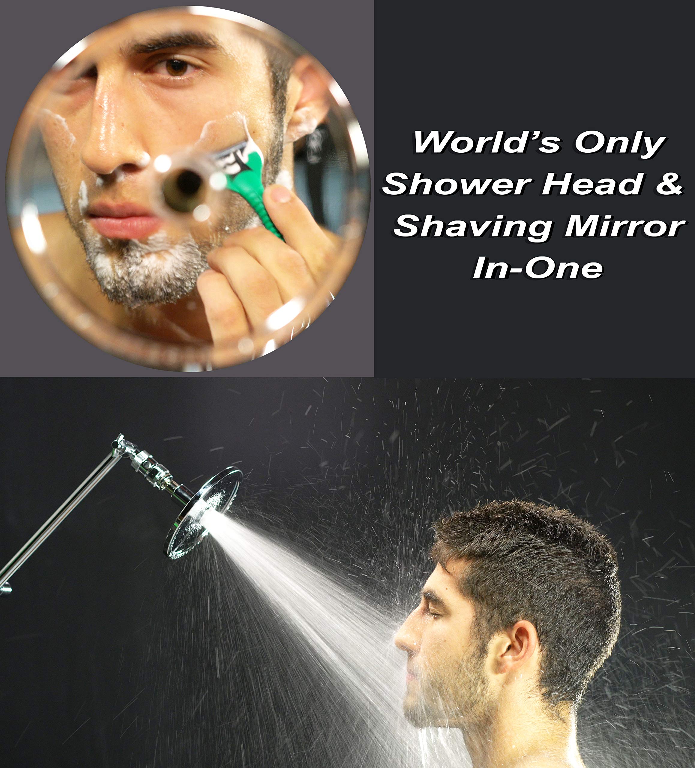 High Sierra's 2.0 GPM "Reflections X" Low Flow Shower Head and Fogless Shaving Mirror In One. Includes 11" Adjustable Extension Arm and Control Valve. Available in Chrome or BRUSHED NICKEL