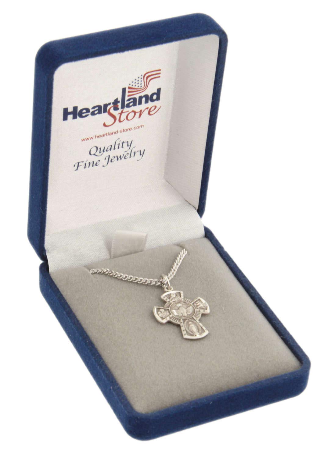 Heartland Store Women's Sterling Silver 4 Way Pendant with Large Center Dove + 18 Inch Rhodium Plated Chain