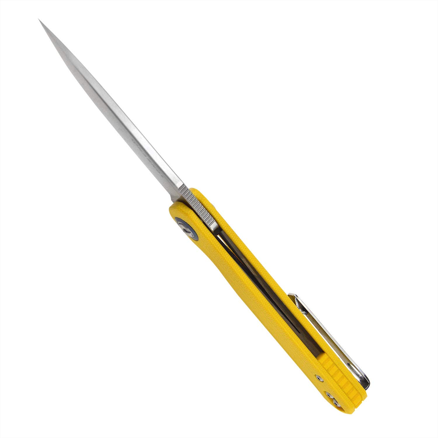Harnds Wind Pocket Knife Flipper Sandvik Steel G10 Handle Folding Knife Ball Bearing with 2-Position Clip for Camping Survival and EDC (Yellow)