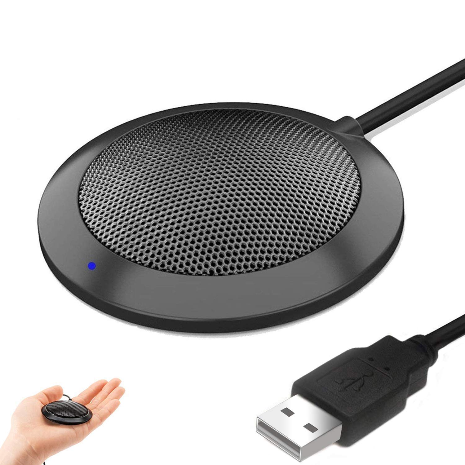 Hfuear USB Computer Microphone, Portable Omnidirectional Condenser Boundary Laptop Conference Microphone for Recording, Video Meeting, Gaming, Skype, VoIP Calls with 360°10ft Pickup Range