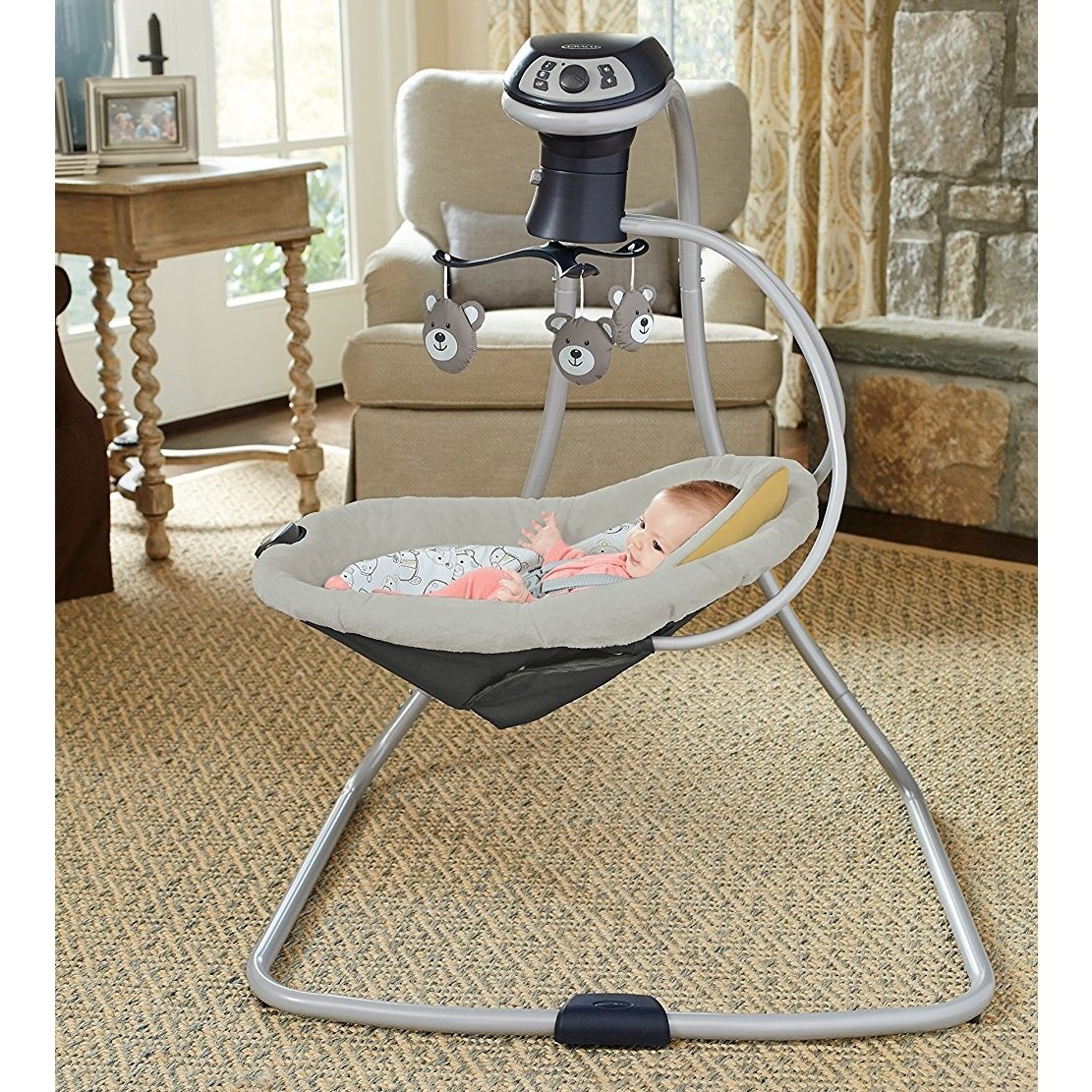 Graco Simple Sway LX Baby Swing, Teddy, 1 Count(Pack of 1)