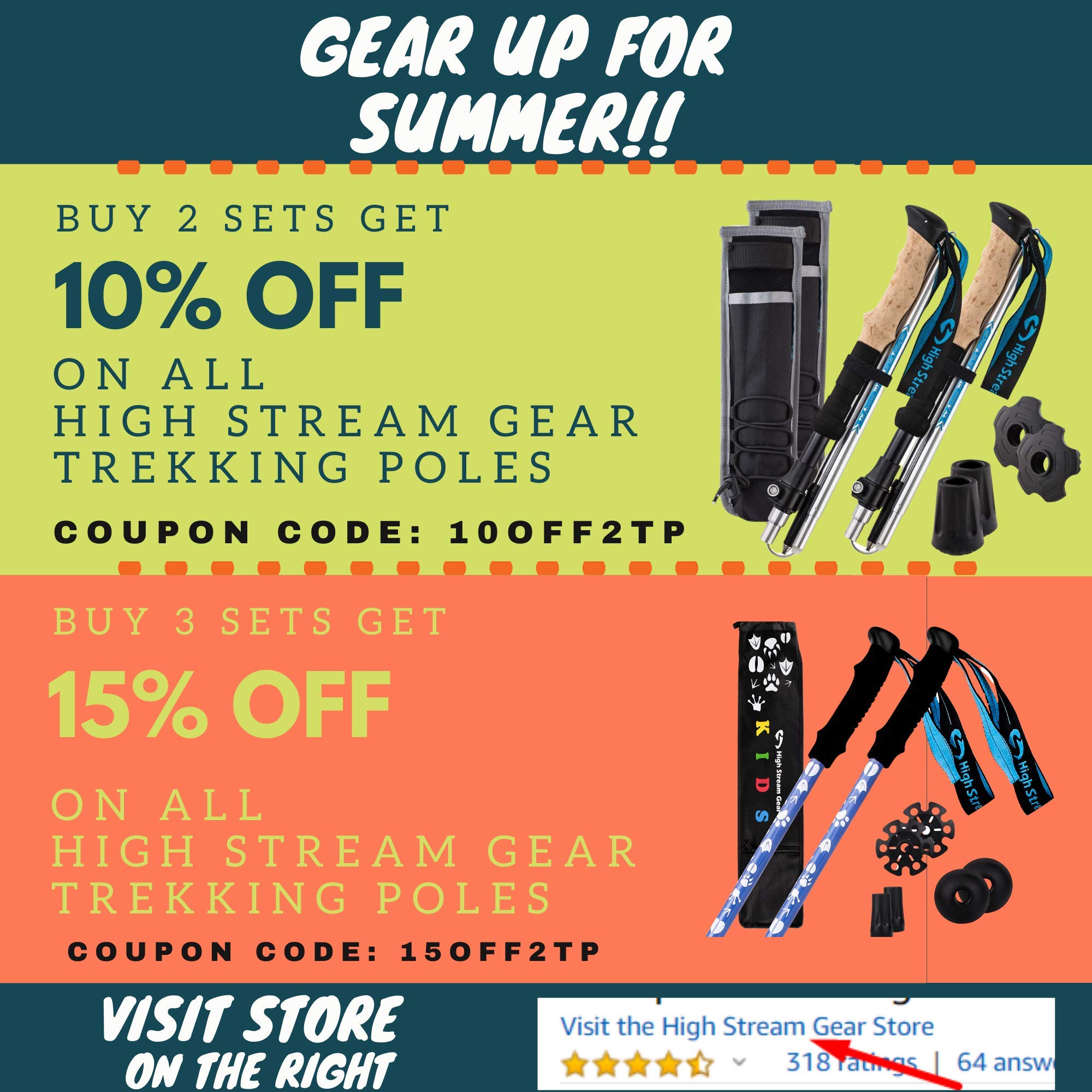 High Stream Gear Trekking Poles Real Cork Grip Handles - Ultra-Lightweight – Telescopic Compact Hiking Poles Includes Essentials Accessories for Walking and Backpacking (Aluminum 7075, Red)