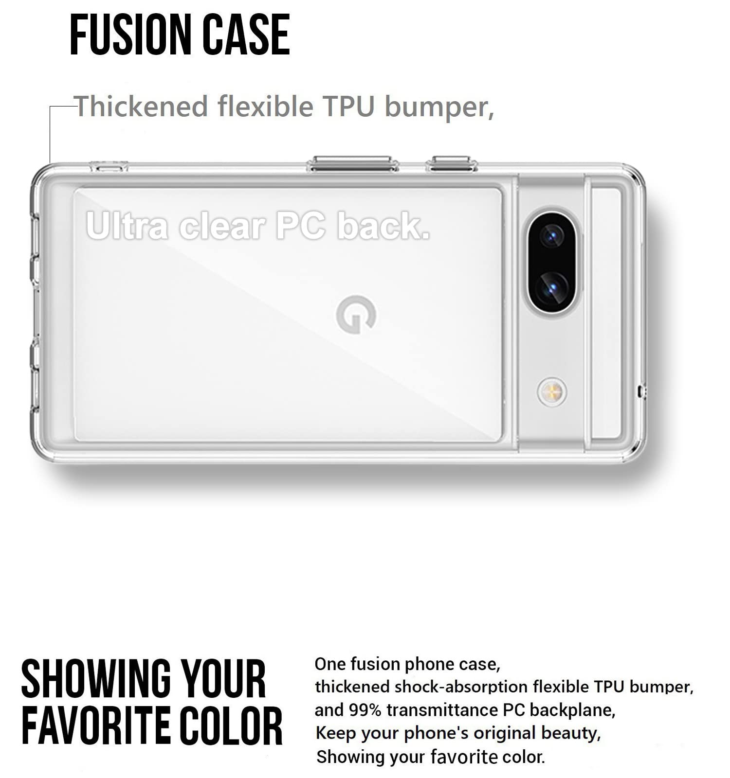 Guarishel for Google Pixel 7a Case: with [Tempered Glass Screen Protector][Built-in 4 Airbags][Not-Yellowing] Military-Grade Shockproof Protective Phone case for Google Pixel 7a, Crystal Clear