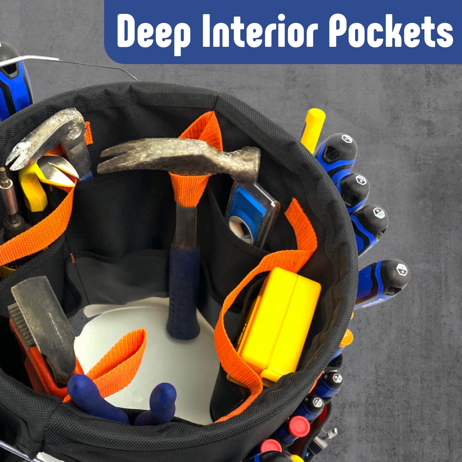 Muel Bucket Tool Organizer - 53 Pocket Bucket Caddy For 5 Gallon Buckets - Durable And Waterproof Bag