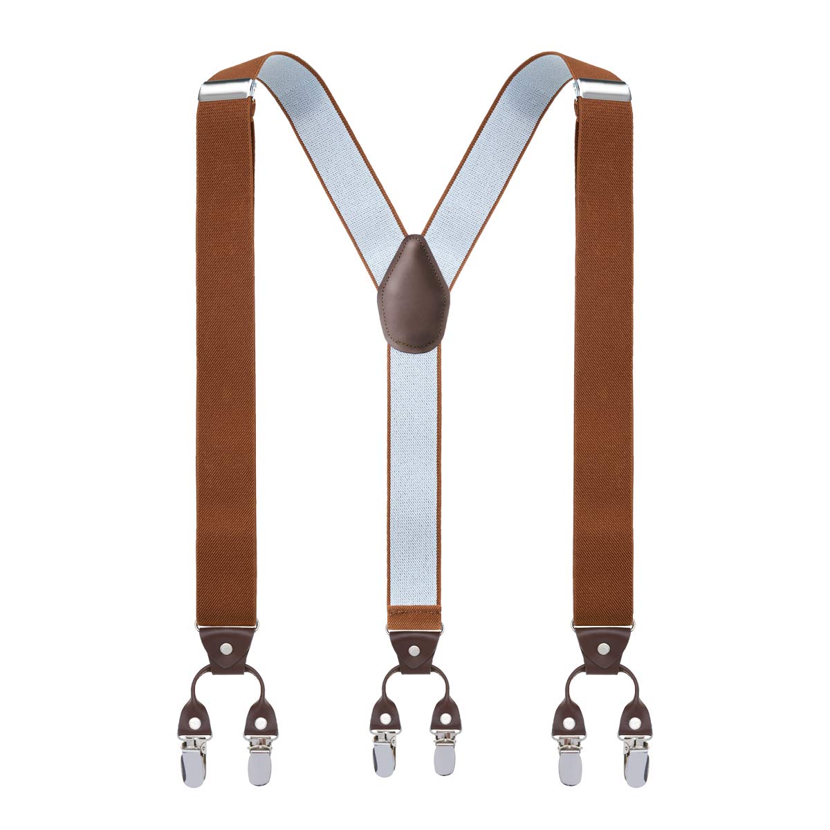 Grade Code Y Back Mens Suspenders, with 6 Heavy Duty Clips Wide Adjustable Elastic Braces for Casual&Fomal (Navy&White Polka Dot)