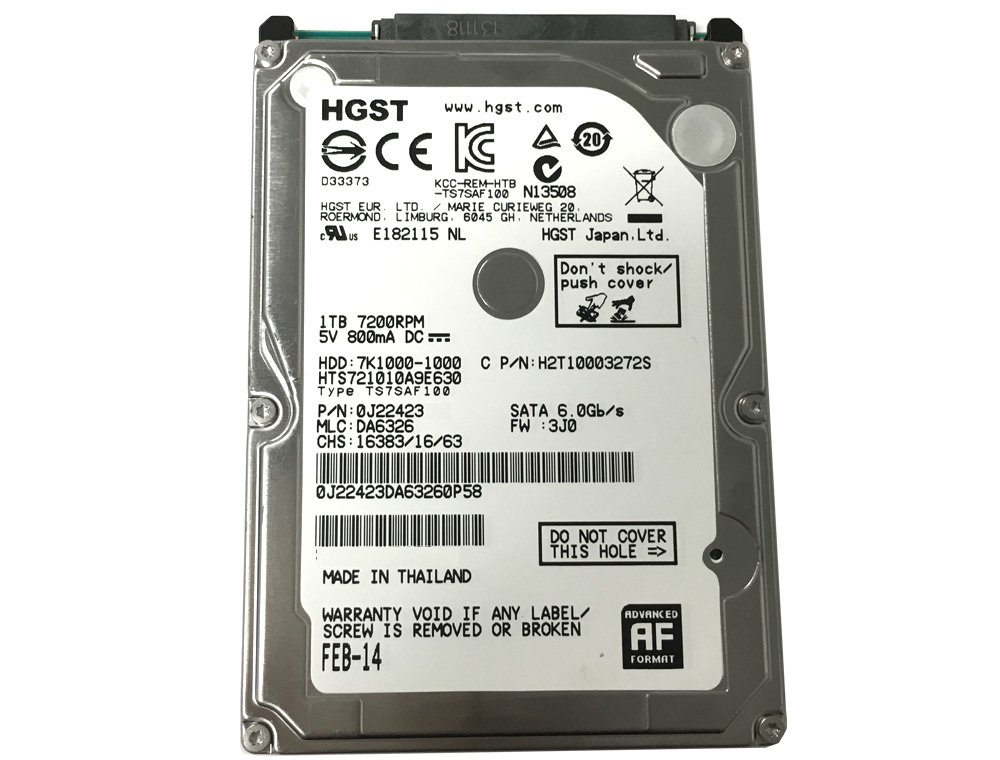 HGST Travelstar 7K1000 2.5-Inch 1TB 7200 RPM SATA III 32MB Cache Internal Hard Drive 0J22423 (Renewed)