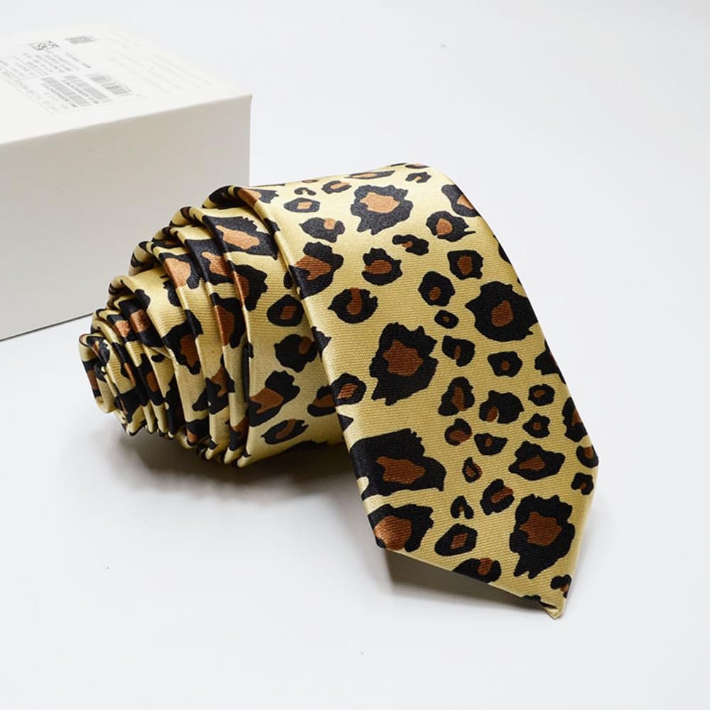 GUCABE Fashion Skinny Animal Print Ties (Leopard)