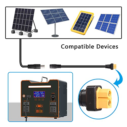 PNGKNYOCN DC 8mm to XT60 Power Cable 14AWG DC 8mm Female to XT60 Female Adapter Cable for Solar Panel Portable Power Station Solar Generator(1.5M/4.9Ft)