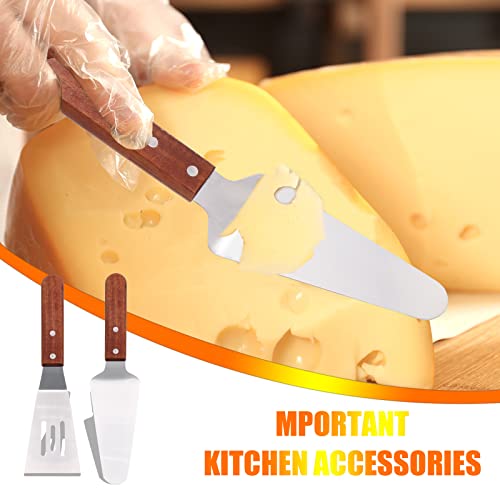 Wood Handle Pie Server and Cake Server Set Stainless Steel Set for Cutting and Serving Desserts, Brownies