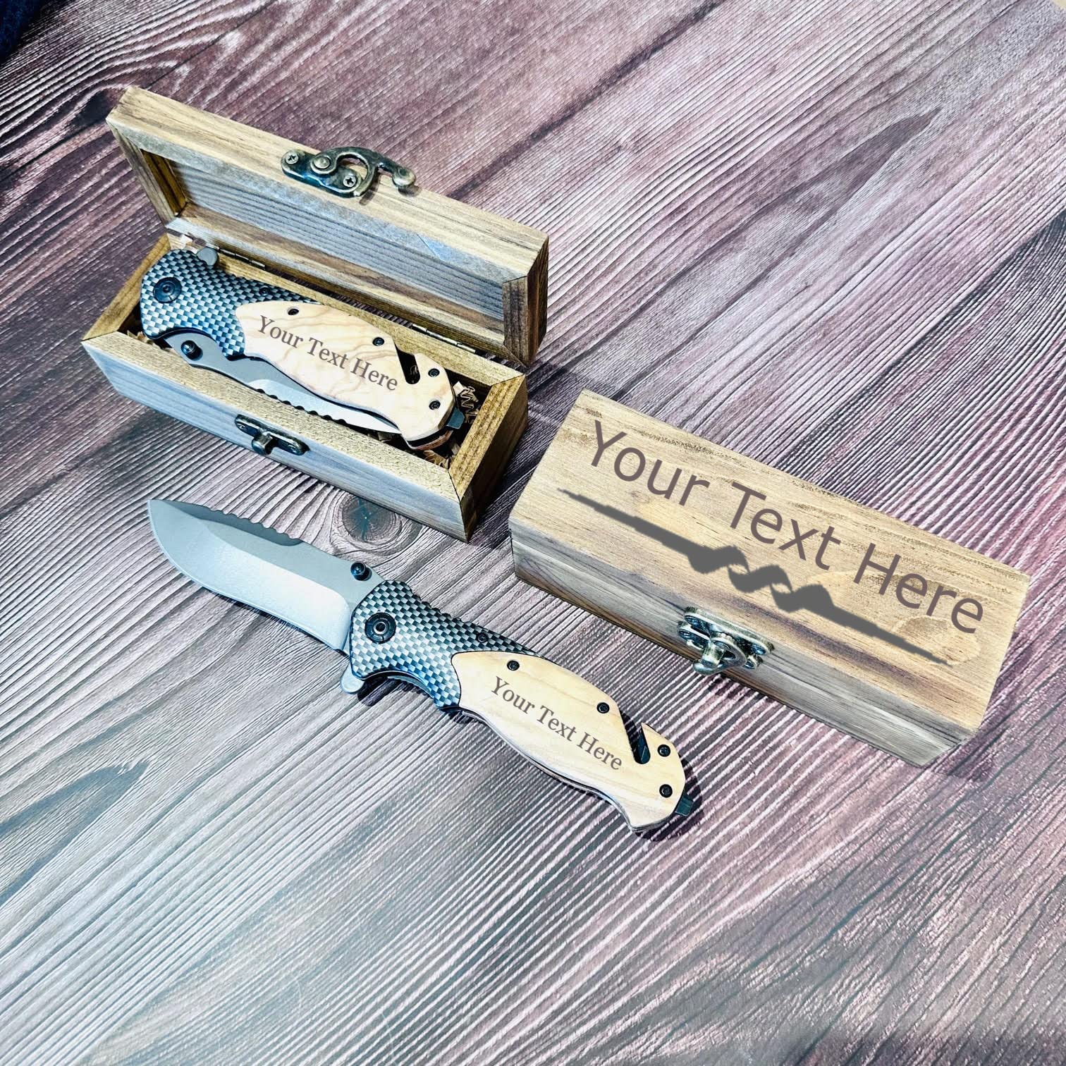 Groovy Guy Gifts Engraved Men's Folding Knife, Pocket Knife For Daily Use, Present For Dad, Husband, Christmas Gifts, Brown