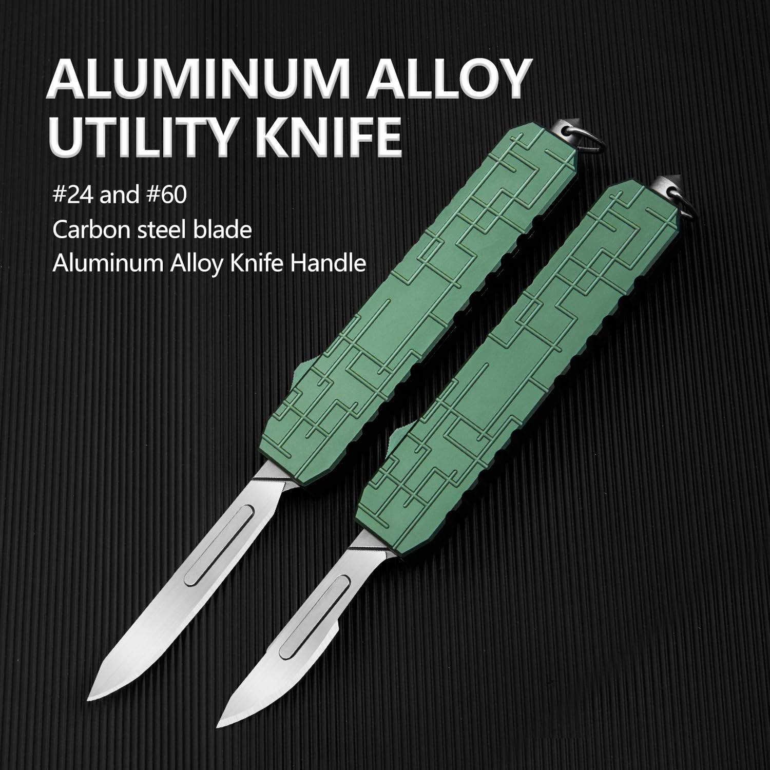 TGZUO Aluminium Alloy Scalpel Pocket Knife with Clip Small EDC Telescopic Retractable Box Cutter Precision Craft Utility Knife 5pcs #60 5pcs #24 Carbon Steel Blades (Green)