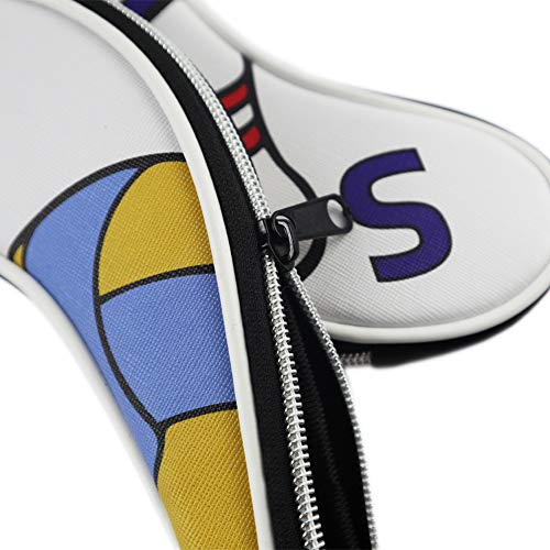 HELLO NRC Golf Iron Cover, 9 Pieces Leather Golf Club Head Cover, Colorful Digital Embroidery
