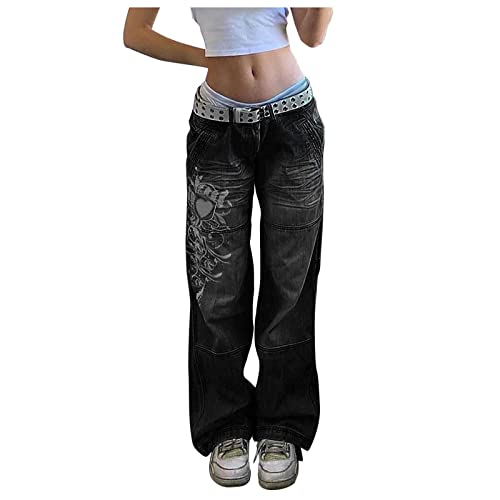 Women's Low Waist Cargo Pants Casual Solid Color Harajuku Vintage Y2K Low Rise Baggy Jogger Relaxed Cinch Pants Fu-KZ1010-22