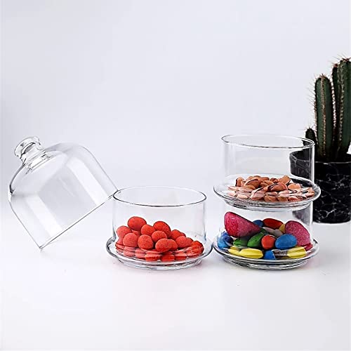 UMS 3-tier glass Stackable jar - Clear Apothecary Jars with Lid - Storage Container for Food, Candy, Biscuit, Cookie, Kitchen and Bathroom Organizer, Glass Pantry Jars