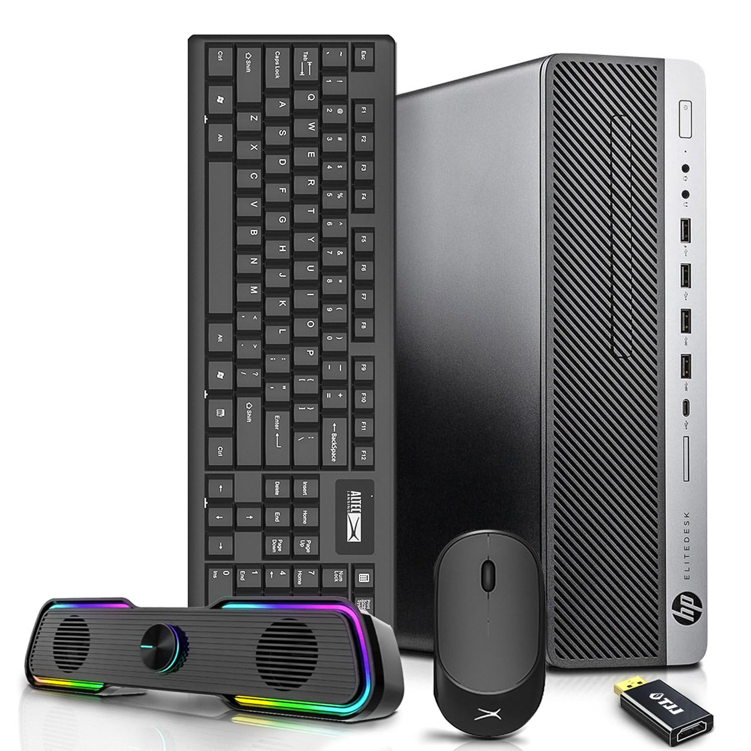 HP EliteDesk 800 G3 SFF Desktop Computers i7-7700 3.6 GHz PC,32GB DDR4,512GB SSD,DVDRW,DP,HDMI,Built-in AX210 Wi-Fi 6e Bluetooth 5.2,Wireless Keyboard & Mouse + RGB Speaker (Renewed)