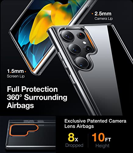TORRAS Diamond Clear Designed for Samsung Galaxy S23 Ultra Case, [Never Yellowing][Military Grade Anti-Drop] Hard Back Soft Slim Thin Shockproof Phone Case for Galaxy S23 Ultra 6.8", Crystal Clear