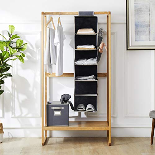 YOUDENOVA Hanging Closet Organizer and Storage, 6-Shelf Closet Hanging Storage Shelves,Grey
