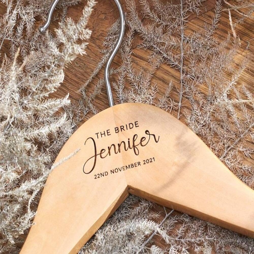 Personalized Bridesmaid Hangers | Bride Hangers | Wedding Dress Hangers | Custom Name Engraved Wooden Hanger | Bridesmaid Proposal