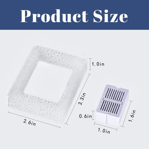 pet k9 Pet Fountain Replacement Filter-8 Activated Carbon Filters, 2 Foam Filters, Compatible with Ceramic and Stainless Steel Fountain, White