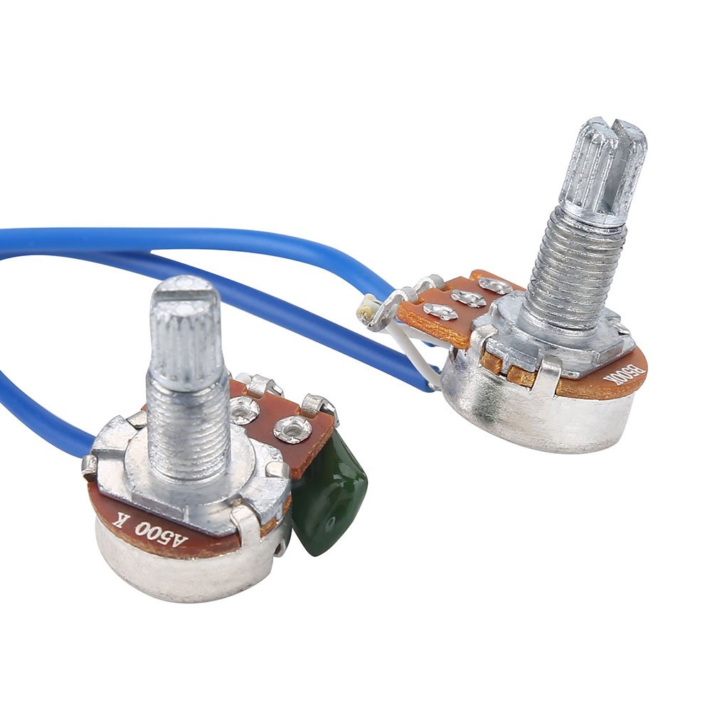 Guitar Wiring Harness, 3 Way Switch 2 Volume 2 Tone 1 Jack 500K Pots Compatible with Guitar Performance Accessory