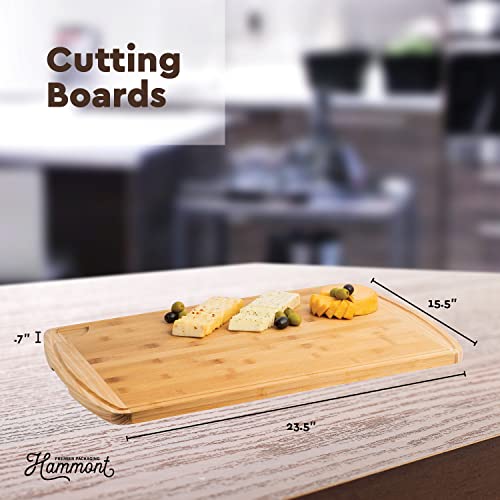 Hammont Bamboo Cutting Board Tray - Eco Friendly Kitchen Gadget - Wooden Serving Trays for Meat, Vegetables, Cheese & Charcuterie Board - Home and Kitchen Essentials - 23.5"L x 15.5"W x 0.7"H