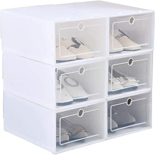 YIPONYT 20 Pack Shoe Box Side Open, Plastic Stackable Shoe Storage Organizer Shoe Container Sneaker Box for Men Women Shoe (13.0 x 9.1 x 5.5 inches, White)