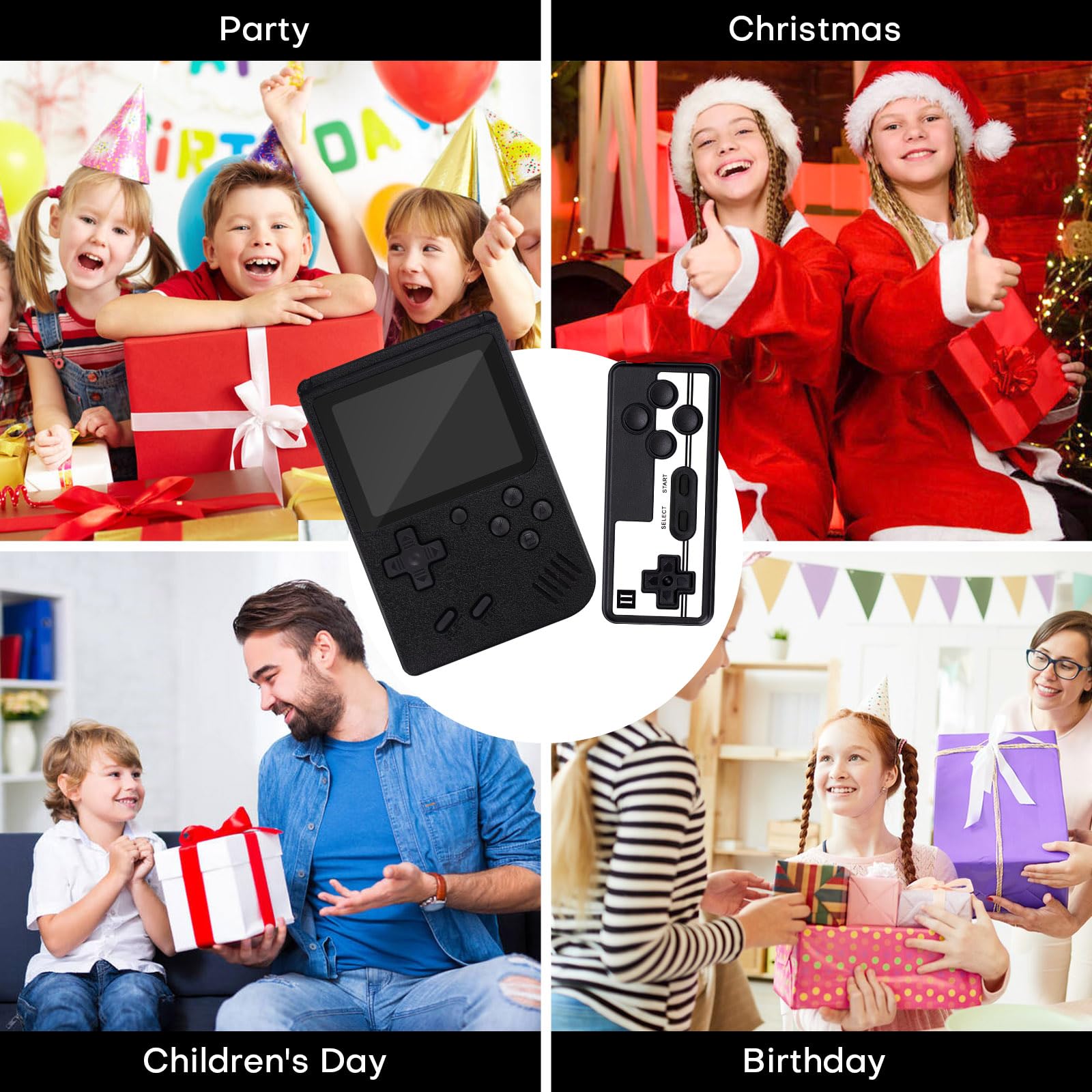 Handheld Game Console with Classical Retro Single and 2 Players, 3.0 Inch Gameboy Kids Screen Portable Retro Video Game Console Support TV Connection(400 Black Games)