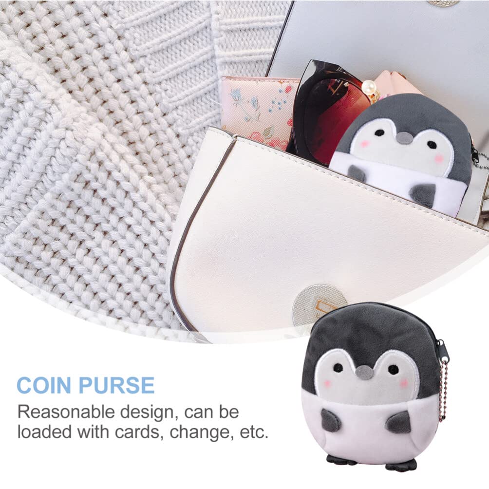 NUOBESTY Penguin Plush Coin Purses Penguin Cartoon Coin Bags Plush Penguin Animal Change Purses, 2 Pcs ( Grey )