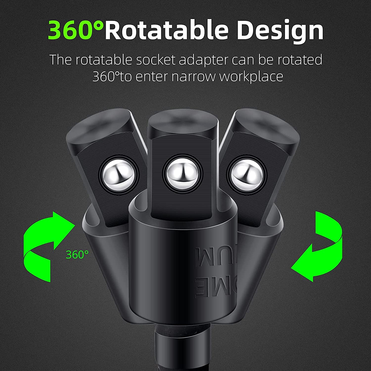 Pommes 4-Piece Power Drill Sockets Adapter Sets,360degreeRotatable 1/4inch 3/8inch 1/2inch Impact Grade Driver Extension Set Bit+105 Degree Right Angle Screwdriver Hex Bit Socket 4 Black