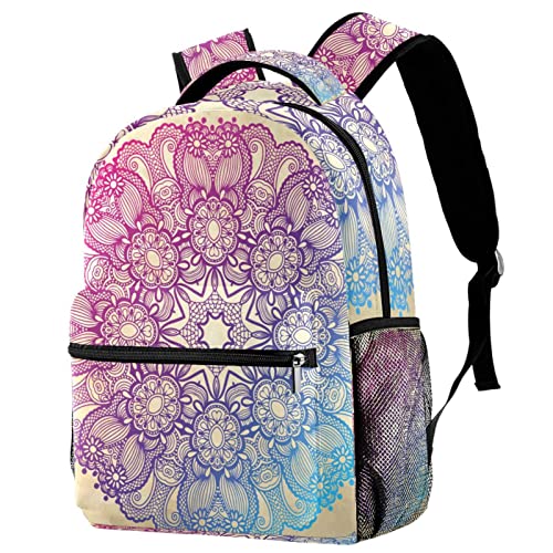 VBFOFBV Lightweight Casual Laptop Backpack for Men and Women, Purple Blue Ethnic Mandala Retro
