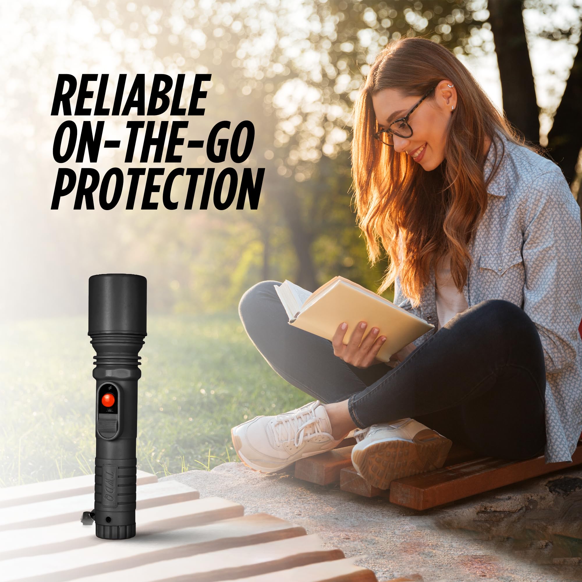 Guard Dog Security Inferno Compact Stun Gun Flashlight for Self Defense, Rechargebale Batteries, Bright LED Flashlight, Maximum Voltage, Holster Included for Women and Men