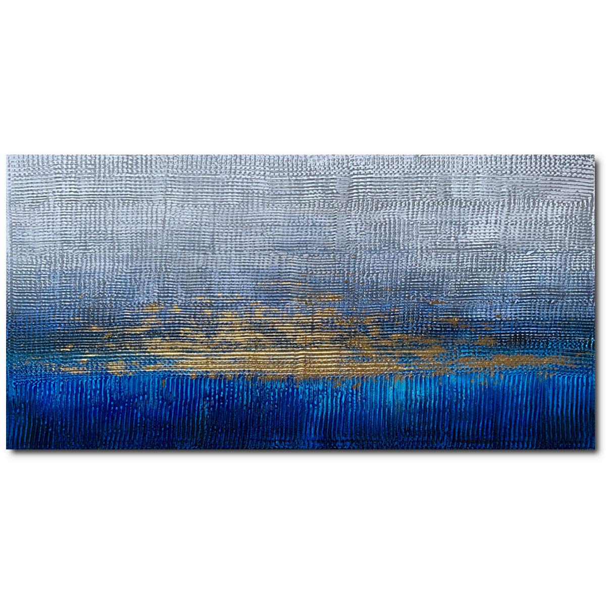 Handmade Textured Abstract Wall Art Blue Modern Oil Paintings on Canvas for Living Room Home Decoration