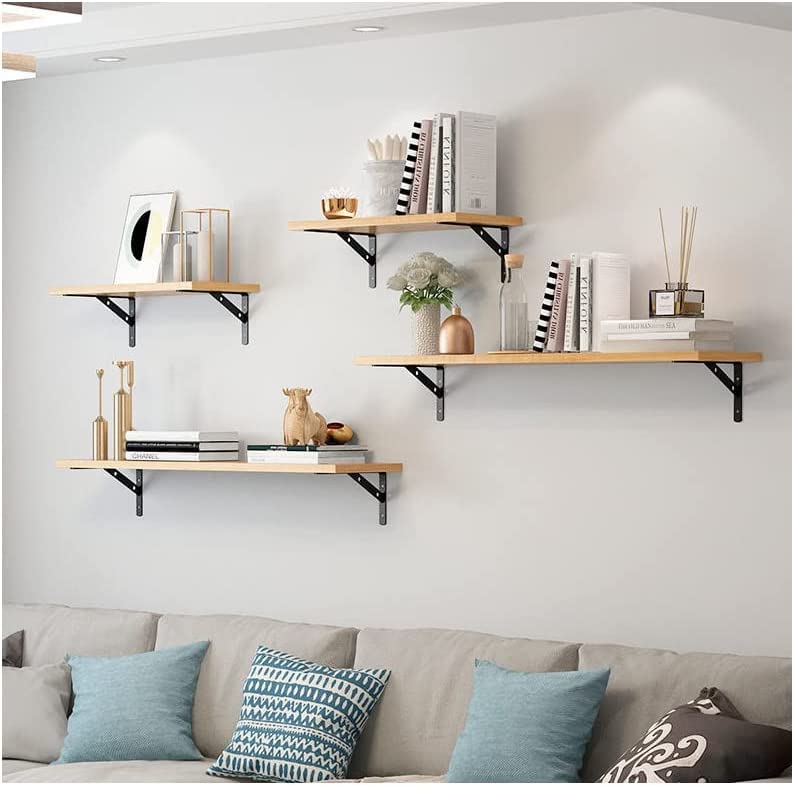 Shelf Brackets wall Shelves L Corner Brace Heavy Duty Shelf Brackets 12 inches x 8 inches with Screws 4 Pack Black Metal Shelf Brackets ,Shelf Support Angle Brackets for Shelves,L Brackets Heavy Duty