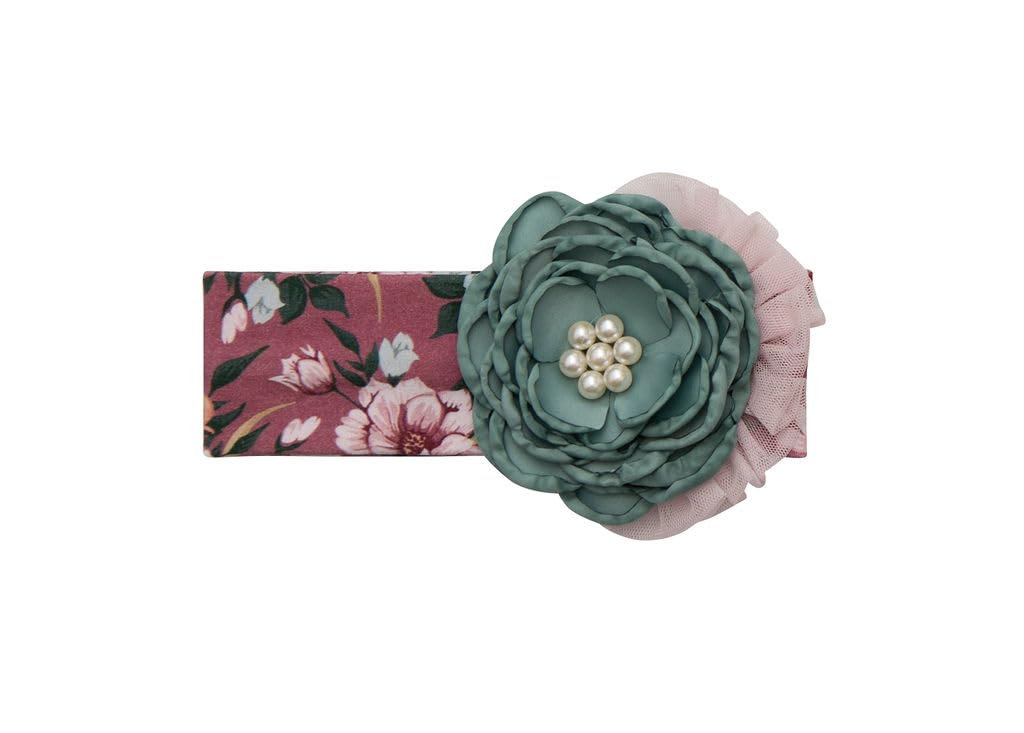 Haute Baby Sugar Plum Handmade Stretch Elastic Headband Infant Baby and Bows Size 3-6 Months- Mauve