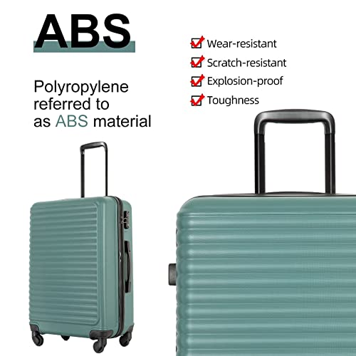 Travelhouse Hard Shell Luggage Set: Lightweight Carry-On with Silent Airplane Spinner Wheels, TSA Lock and Cool Rolling Design - Ideal for Business Trips and Back to School (Green)