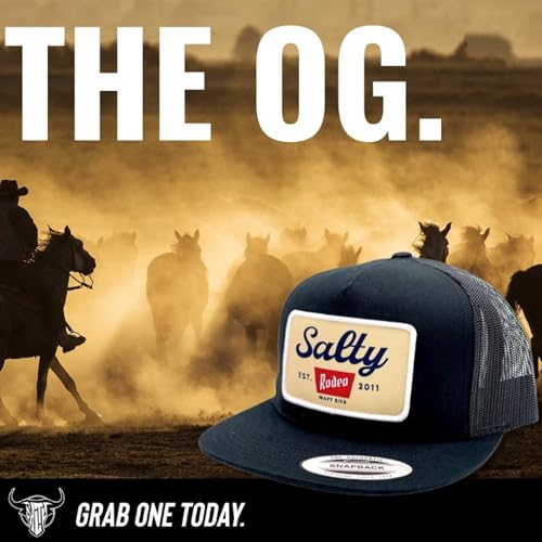 Salty Rodeo OG Hat - Tall Crown Black Yupoong Snapback Western Wear Snapback - One Size Fits Most