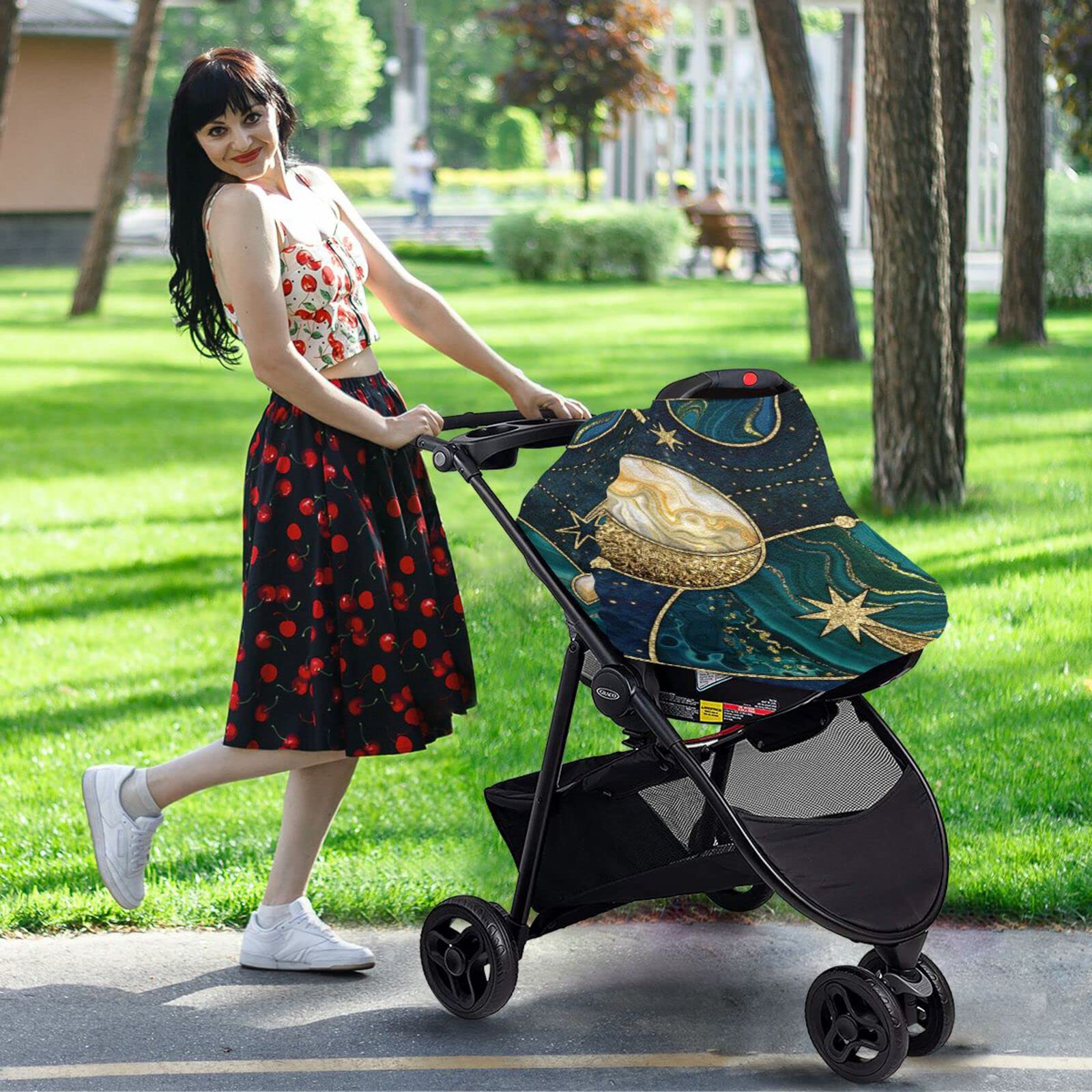 Nursing Cover Breastfeeding Scarf Cosmic Galaxy Gold Marbled-for Baby Car Seat Covers, Stroller Cover, Carseat Canopy(228ya4e)