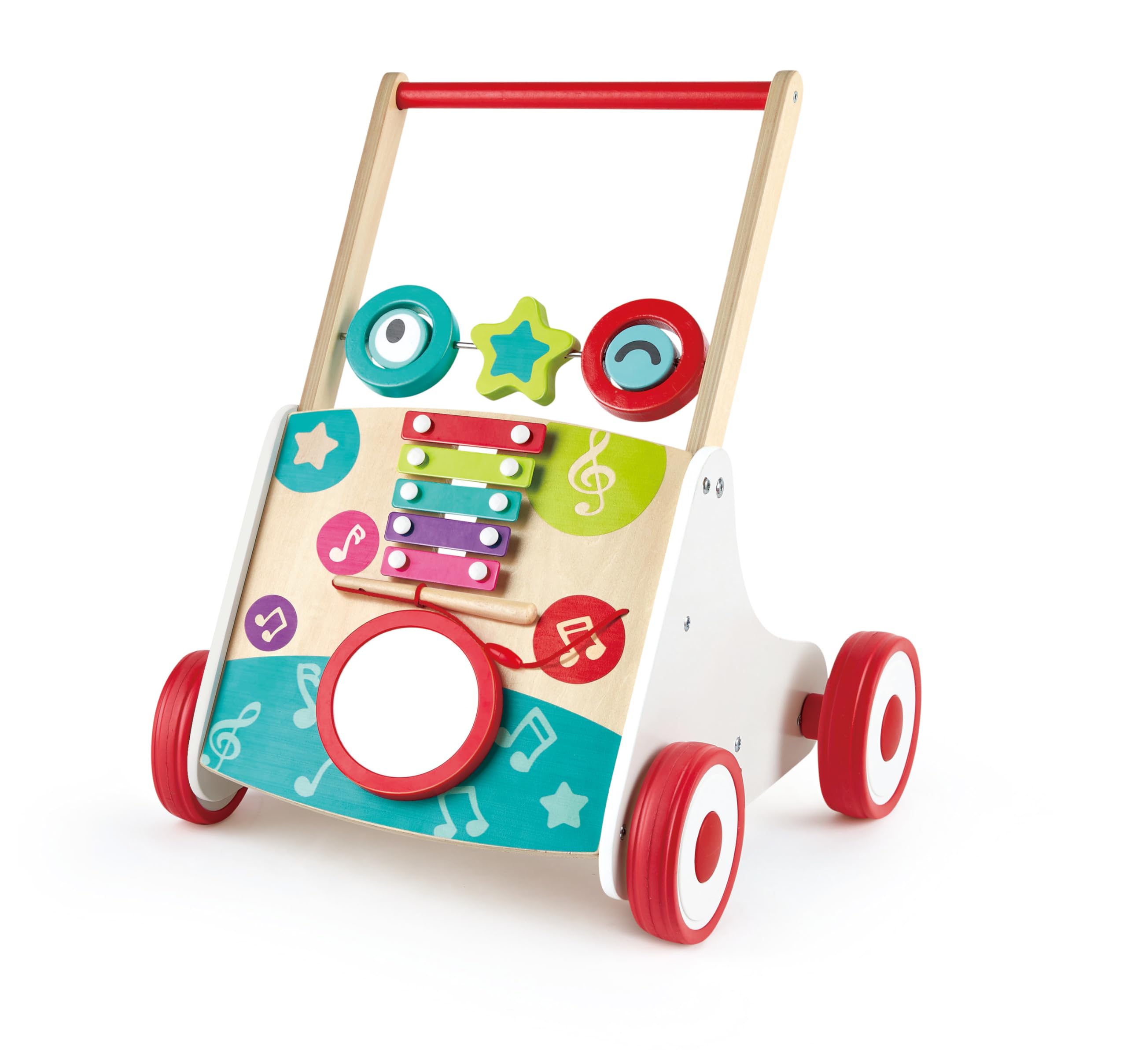 Hape Wooden Push and Pull Music Learning Walker| Multiple Activities Center for Toddlers Ages 10 Months and Up