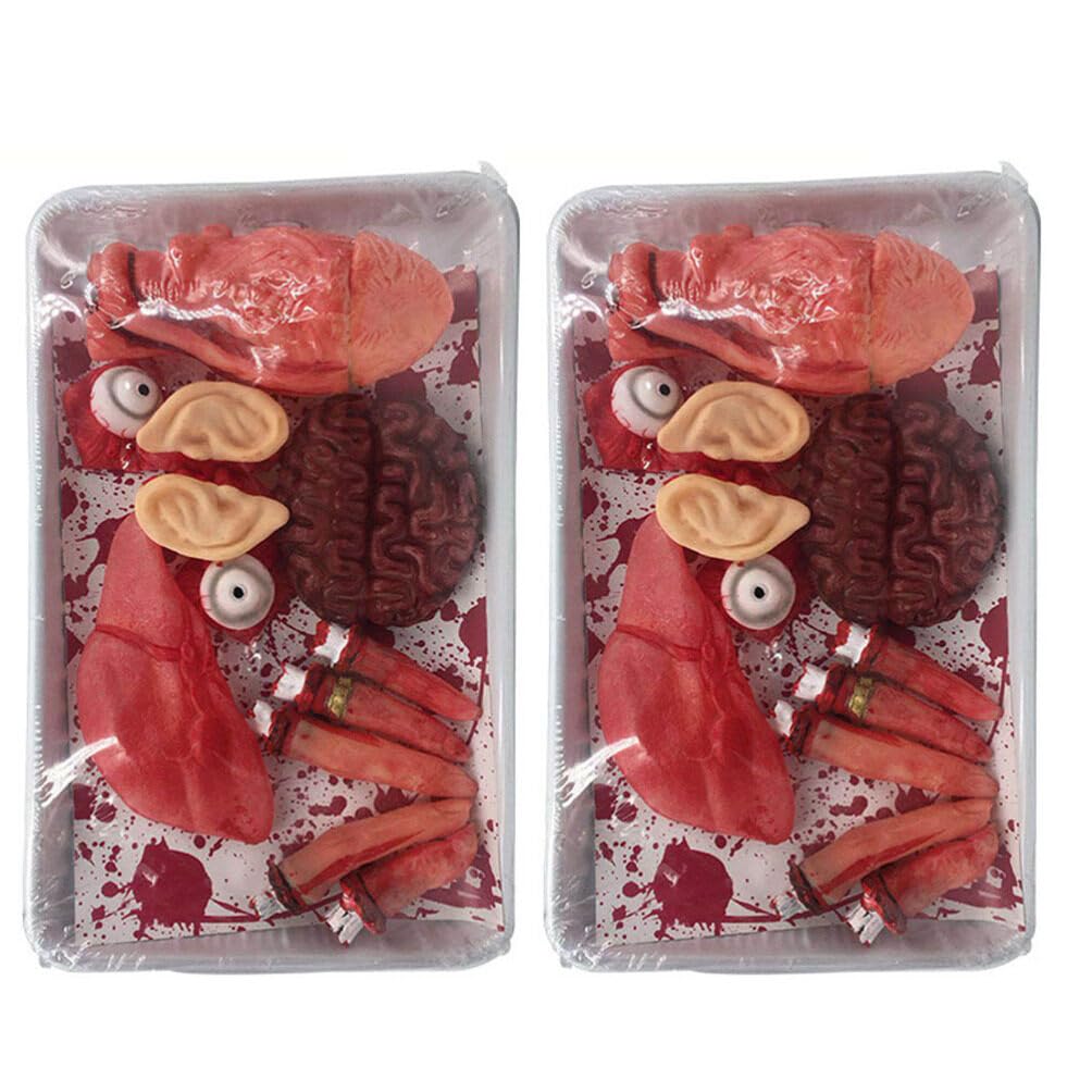 Veemoon 1 Bag 2 Halloween Body Organ Props, Organs Broken Body Parts for Haunted House Decorations Halloween Party Indoor Outdoor Decoration (Assorted Color)